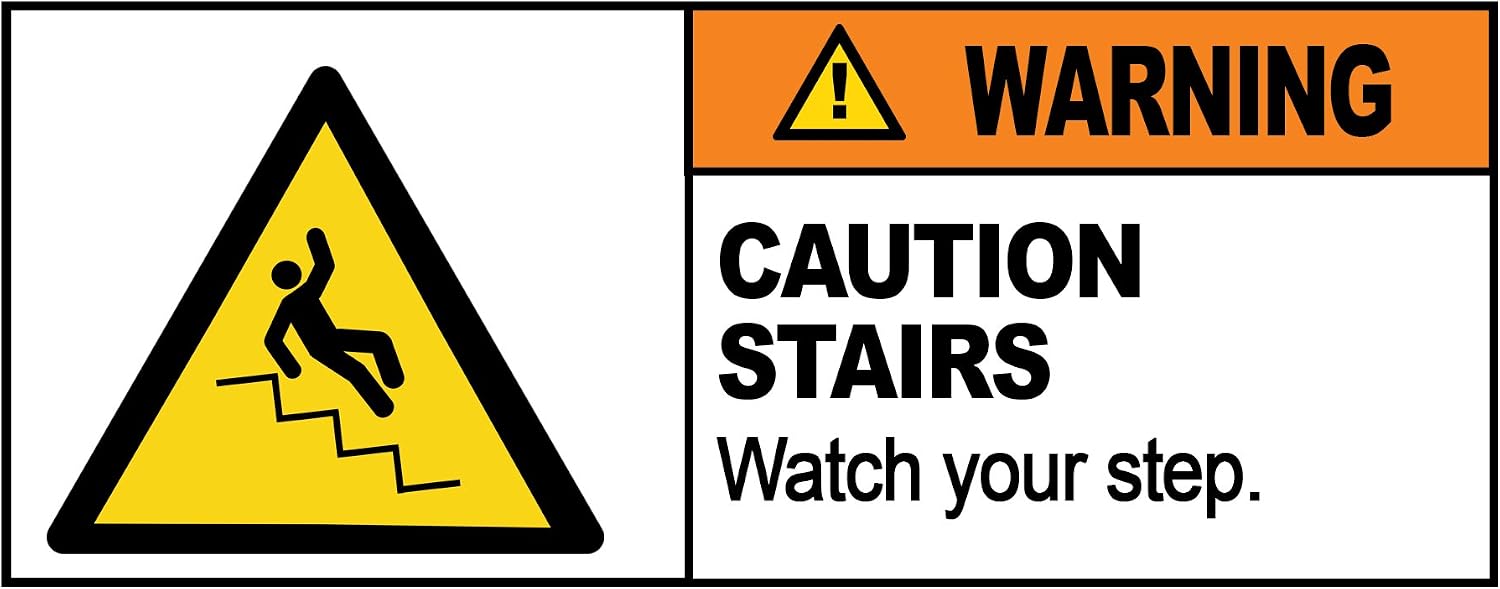 WARNING - CAUTION STAIRS - Warning Sign Removable Self Adhesive Label ...