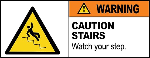WARNING - CAUTION STAIRS - Warning Sign Removable Self Adhesive Label ...