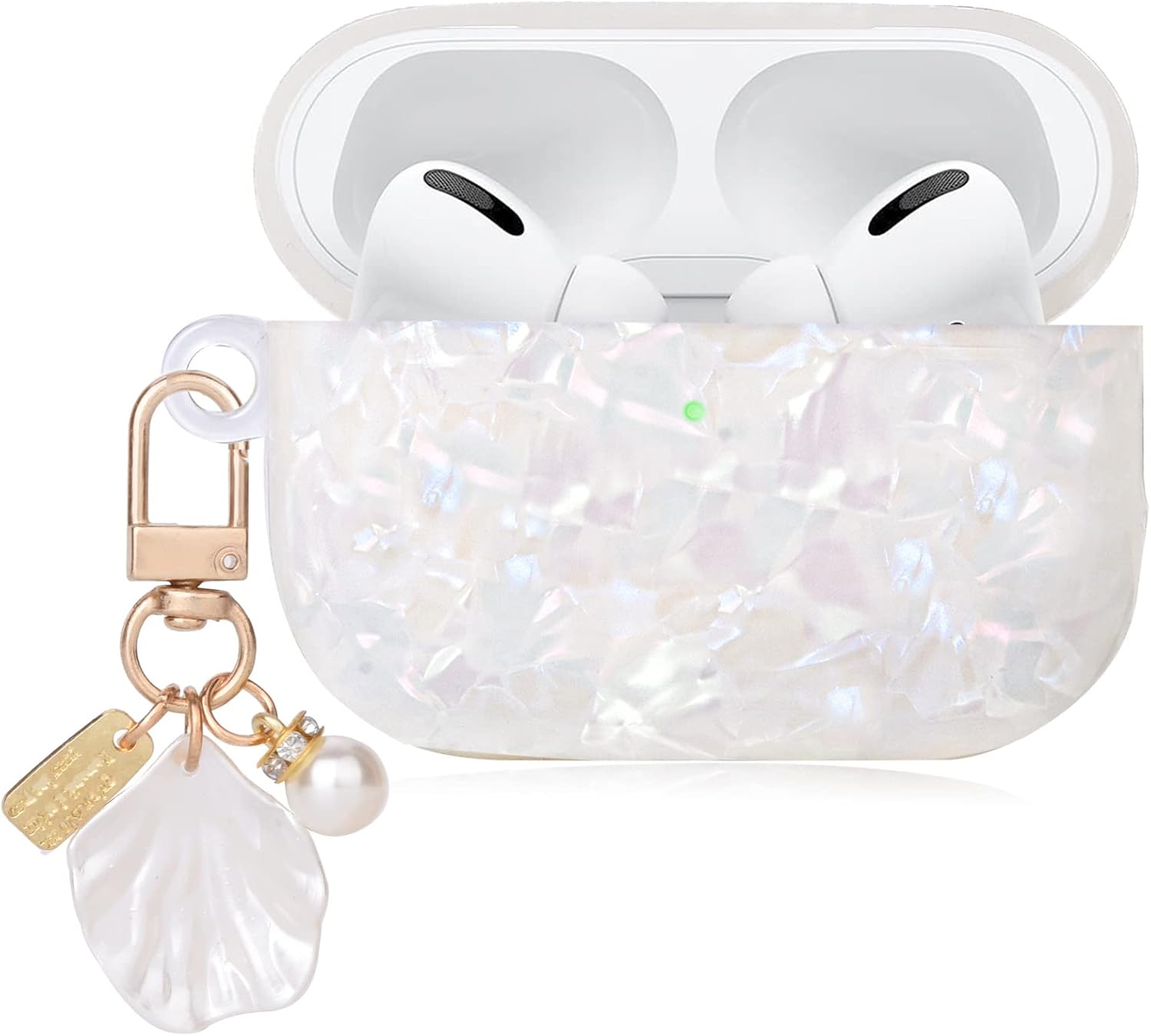 Amazon.com: Cute AirPod Pro 2 Case with Shell Pearl Keychain Bling ...