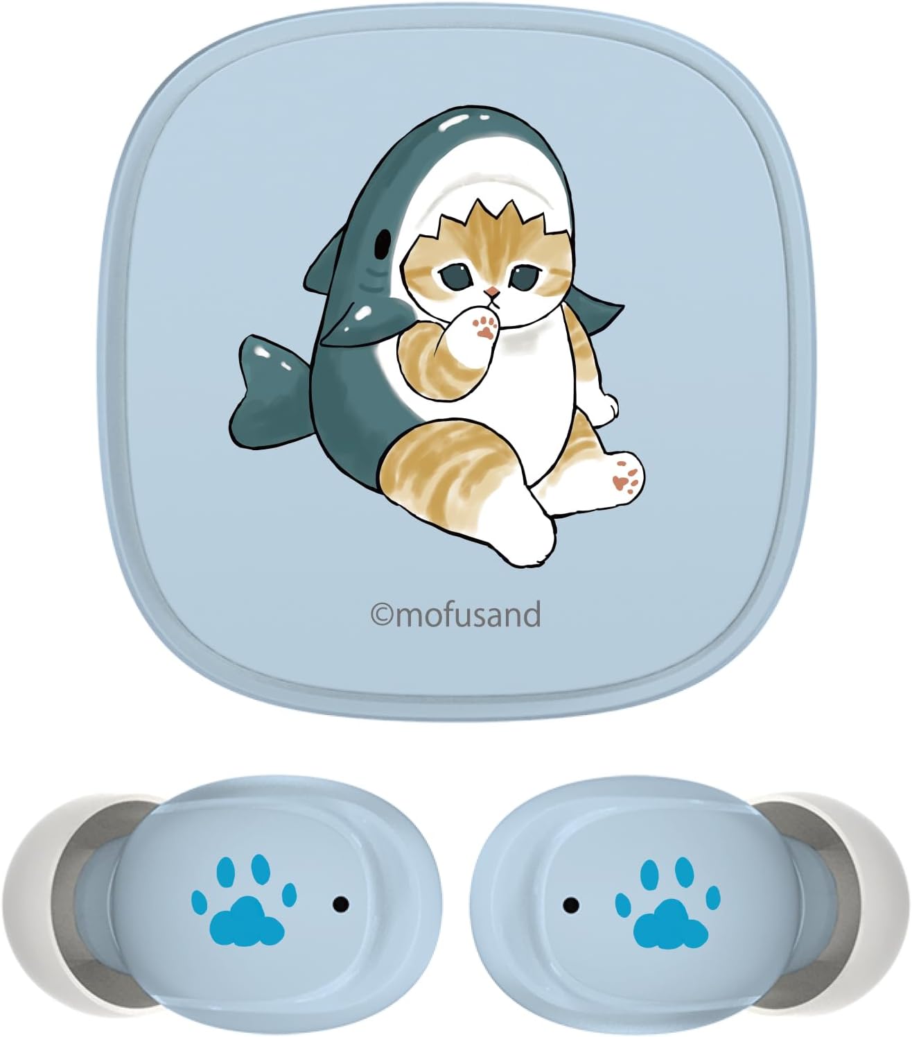 Amazon.co.jp: 多摩電子工業 mofusand 完全ワイヤレスホン2 防水レベル IPX4 (ベビーブルー サメにゃん) SQ-BS75BB-MS1 : 家電＆カメラ