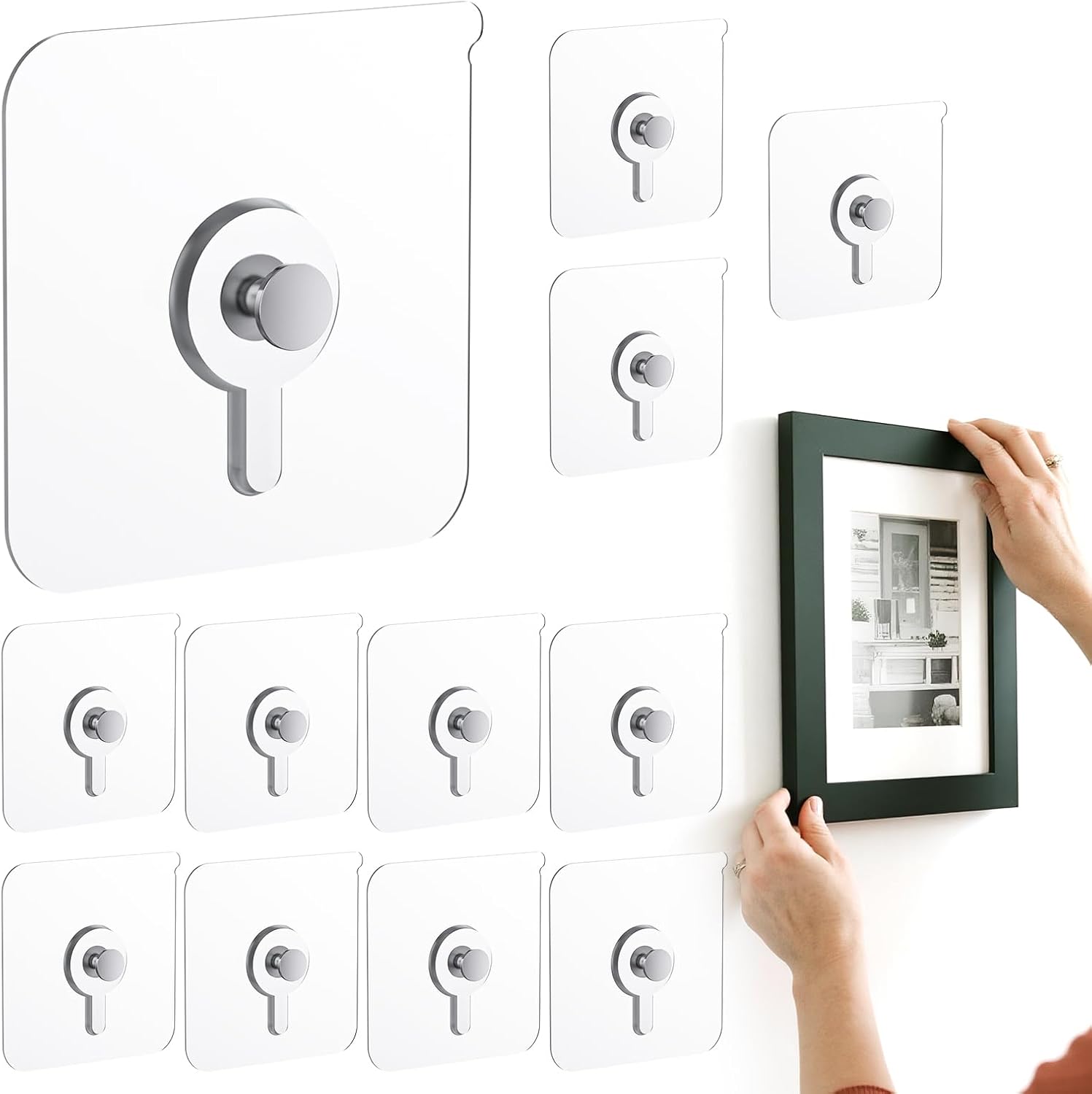 GCXIXPY 12 Pcs Adhesive Picture Hooks, 30 Ibs Load Heavy Duty Self ...