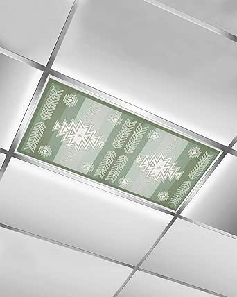 Sage Green Aztec Magnetic Fluorescent Light Covers for Ceiling Lights 2 ...