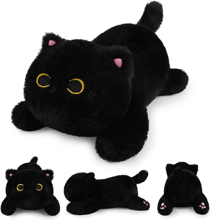 Amazon.com: Leokawin Weighted Black Cat Plush,Cute Weighted Stuffed ...
