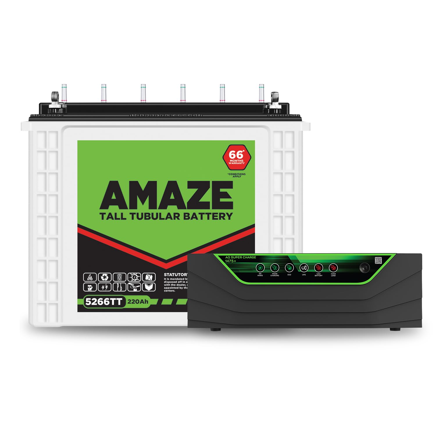 Amaze Inverter & Battery Combo (Amaze AQ 1475+ Square Wave 1100VA/12V ...