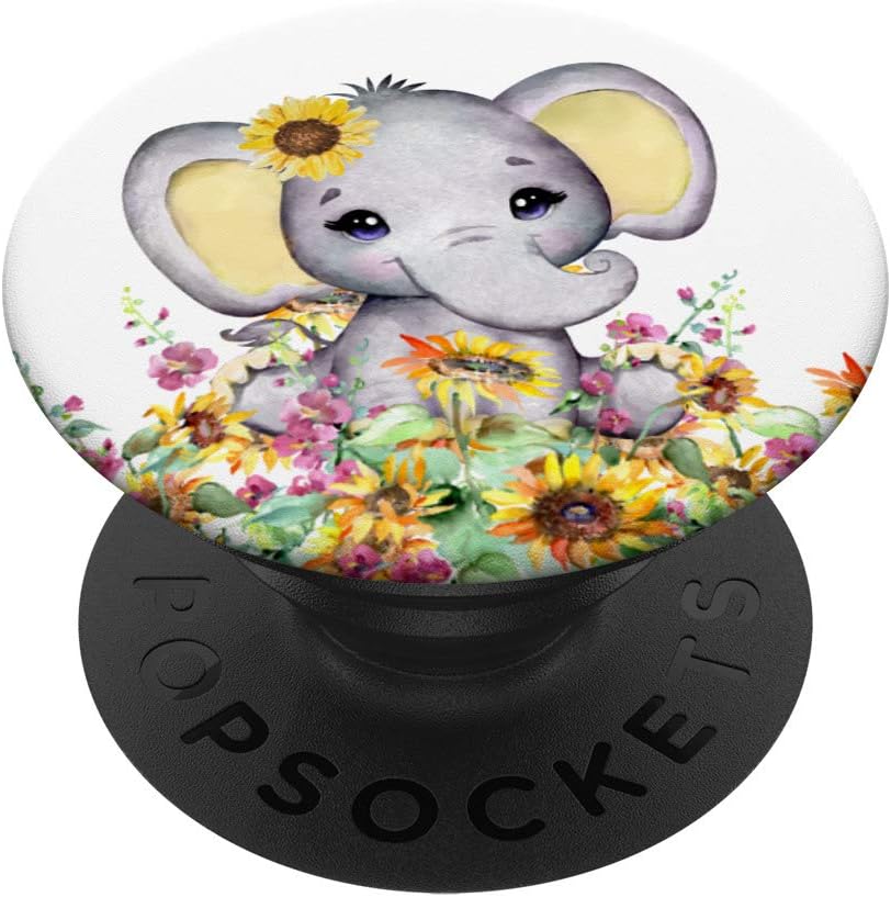 Amazon.com: Cute Baby Elephant Yellow Sunflower Garden Flowers ...