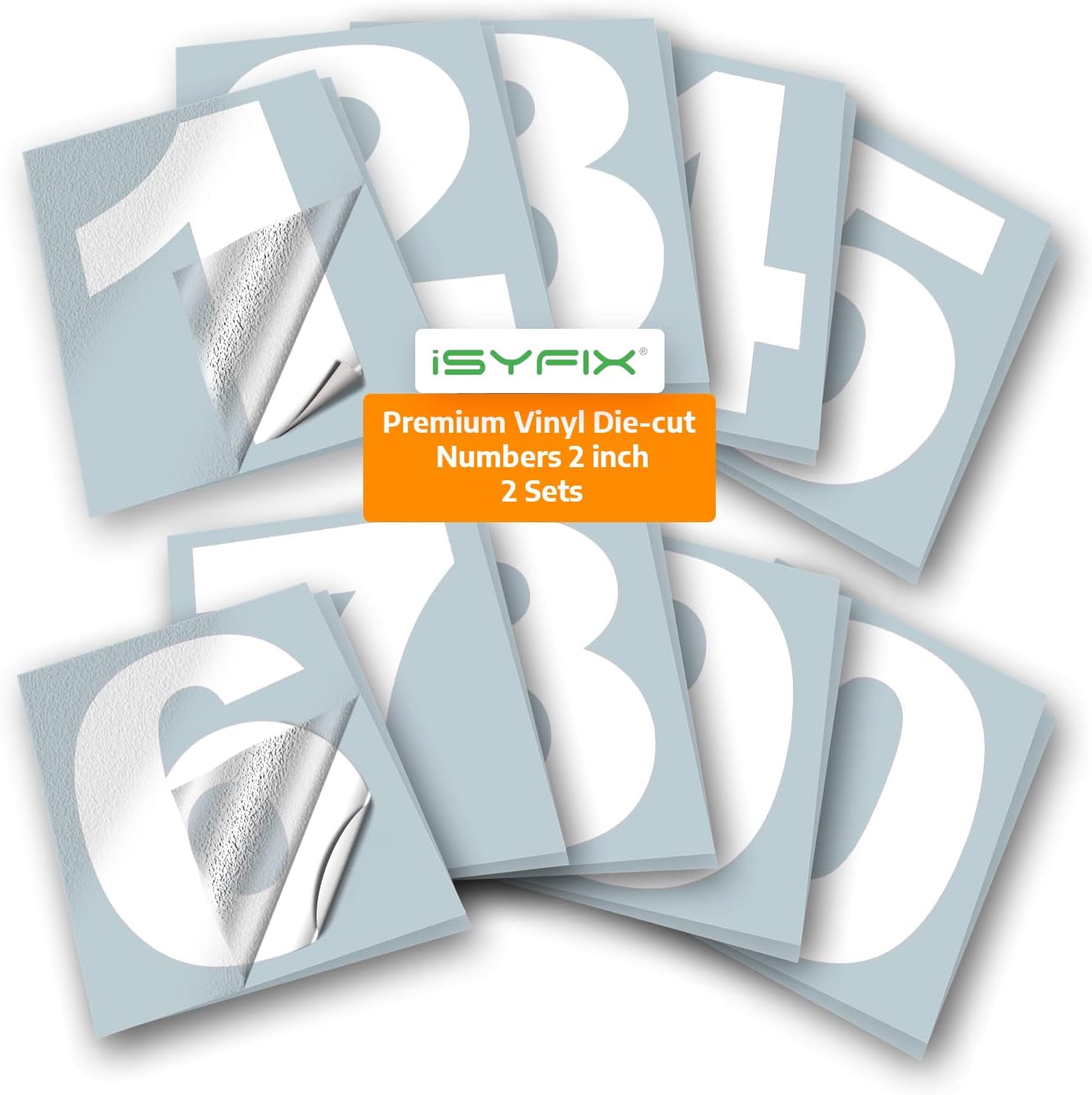 Amazon.com: Die Cut White Vinyl Numbers Stickers 2 Inch Self Adhesive ...
