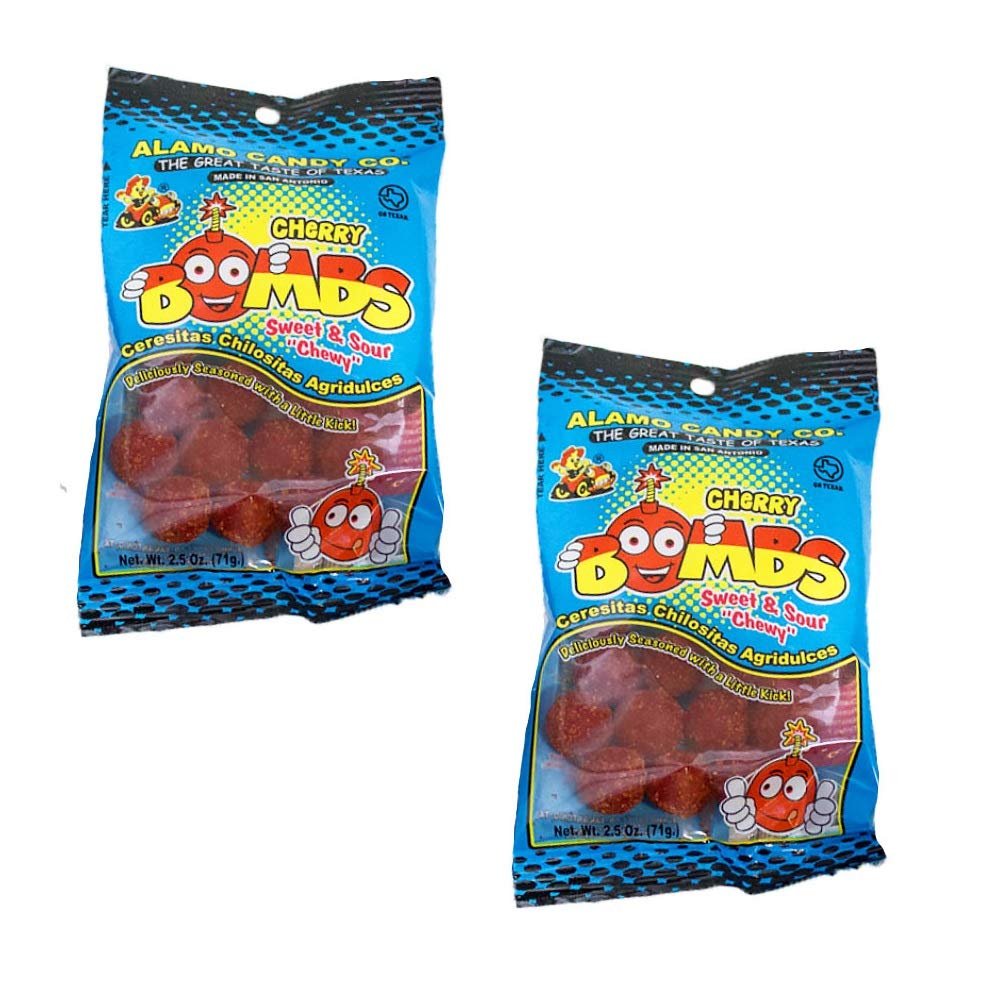 Amazon.com : Alamo Candy Sweet & Sour Chewy Cherry Bombs, 2.5 Oz (Pack ...