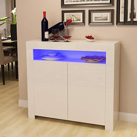 Panana 2 Door Modern LED Sideboard Matt Body and High Gloss Fronts ...