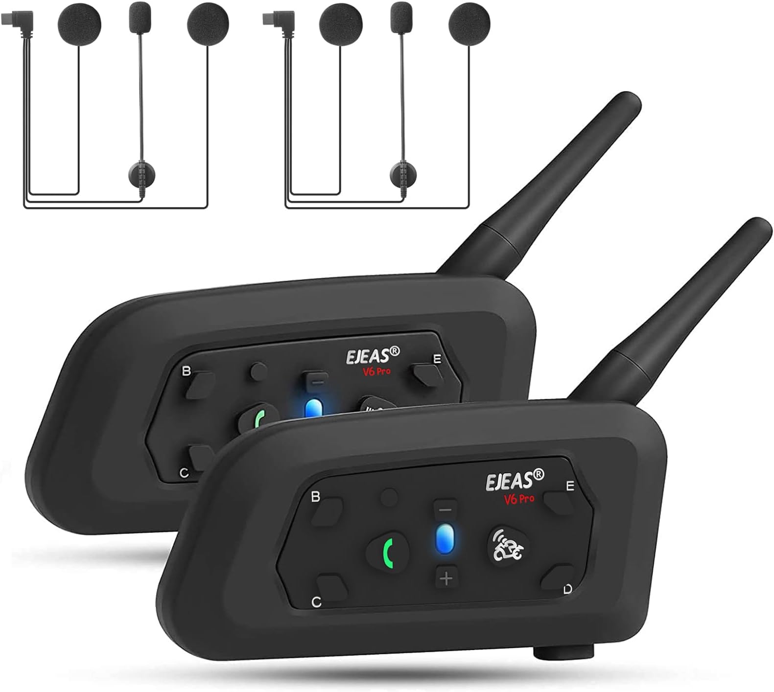EJEAS V6 Pro+ Motorcycle Helmet Bluetooth Intercom, Upgraded Bluetooth ...