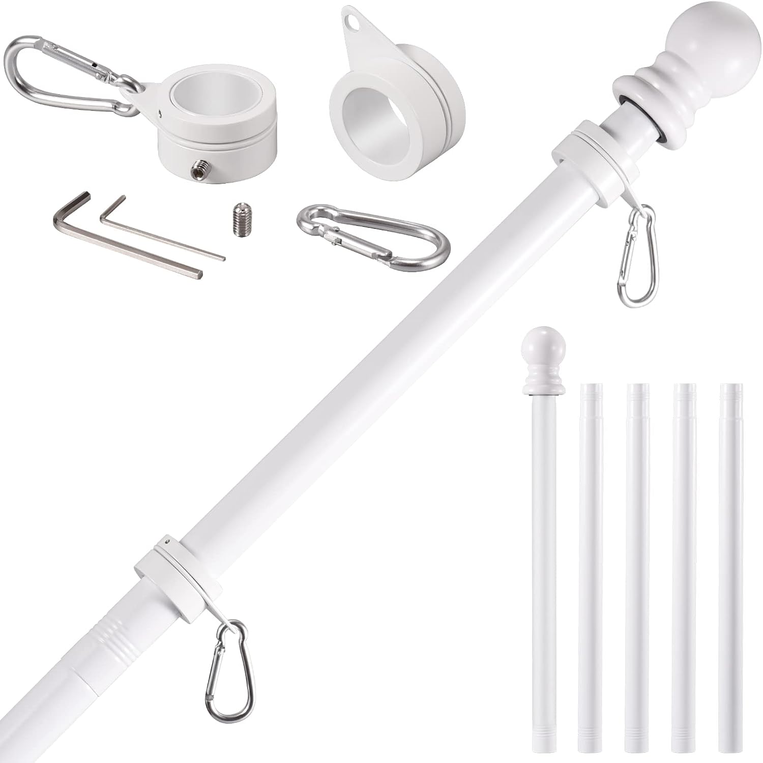 Amazon.com : BONWIN White Flag Pole Kit for Outside House, 6 FT ...