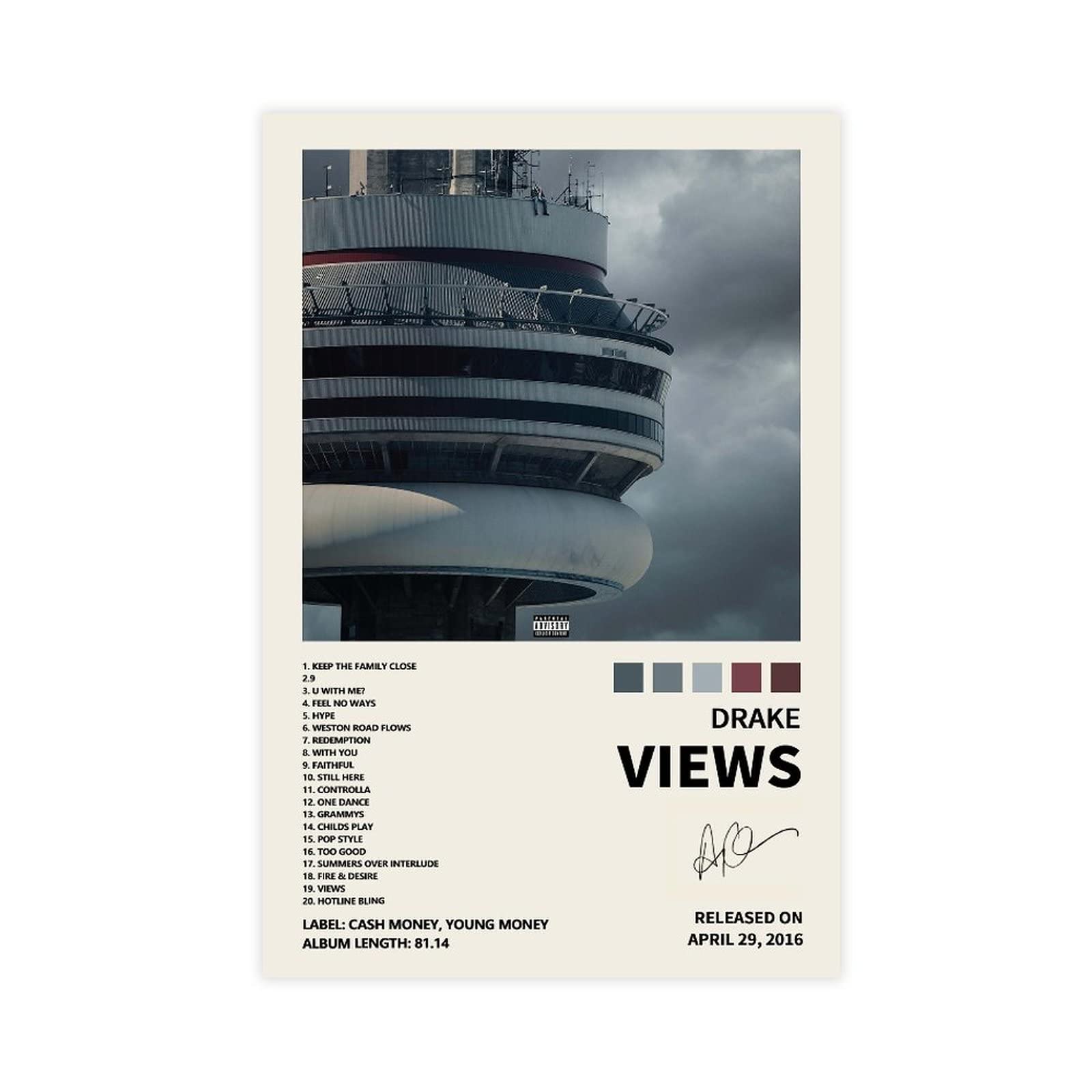 Amazon.com: Shruan Rap Music Poster Take Views Album Cover Signed Art ...