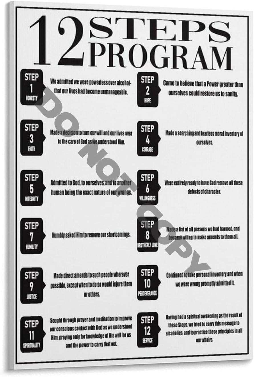 Amazon.com: The 12 Steps of AA Poster The Twelve Steps of AA Poster ...