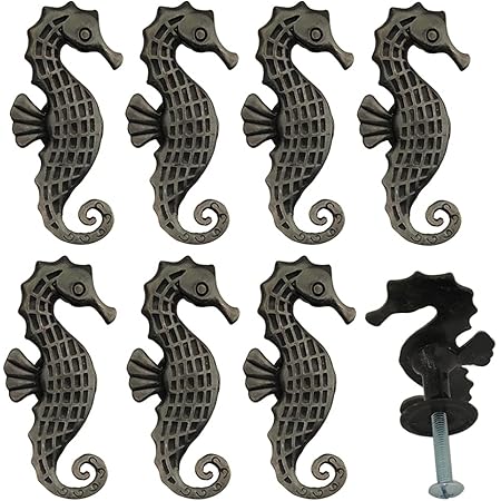 JUXYES Beach Ocean Theme Seahorse Shaped Drawer Handle Pulls, Marine ...