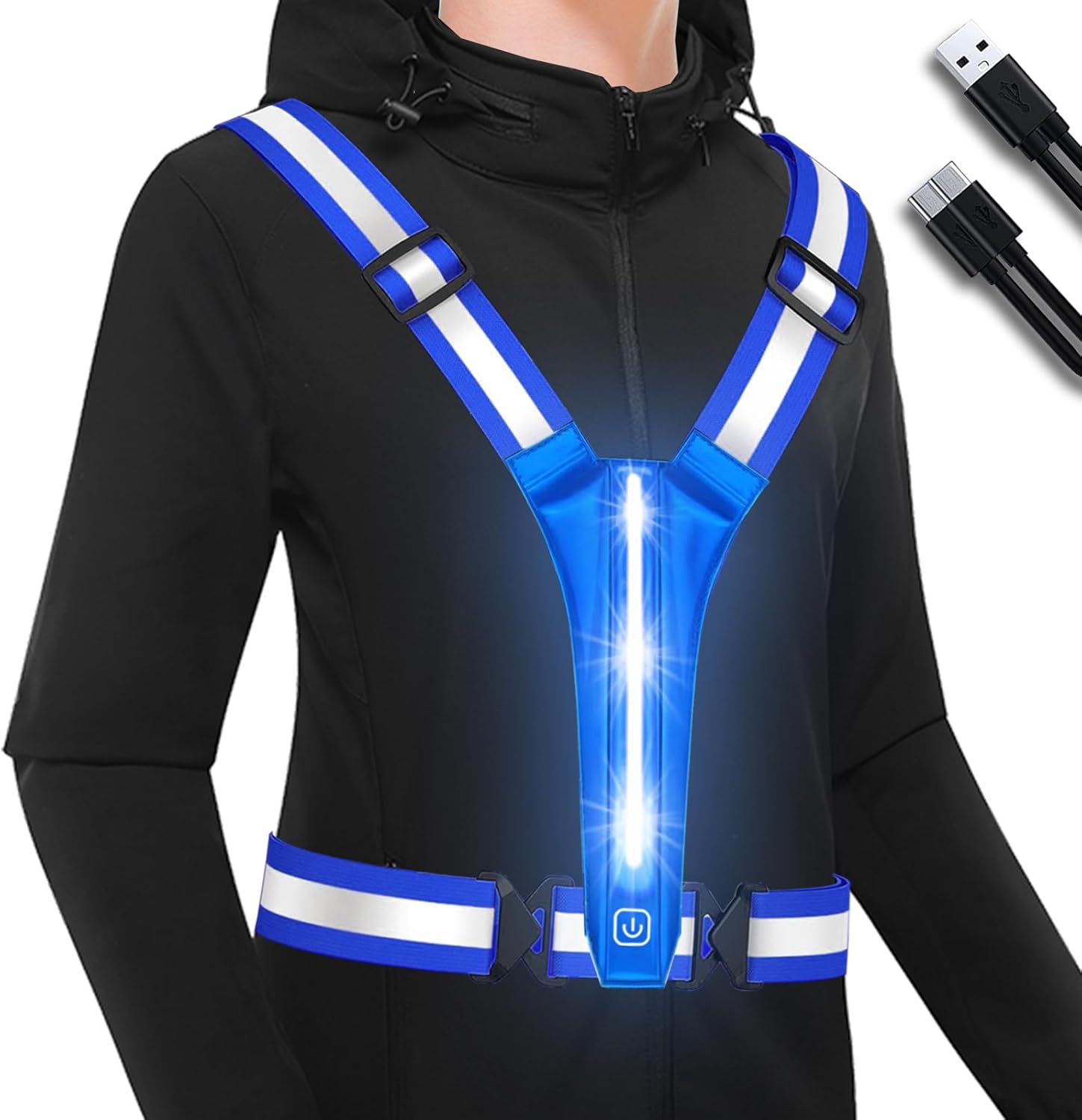 OMKHE Led Light Up Running Vest Reflective Vest, Adjustable ...