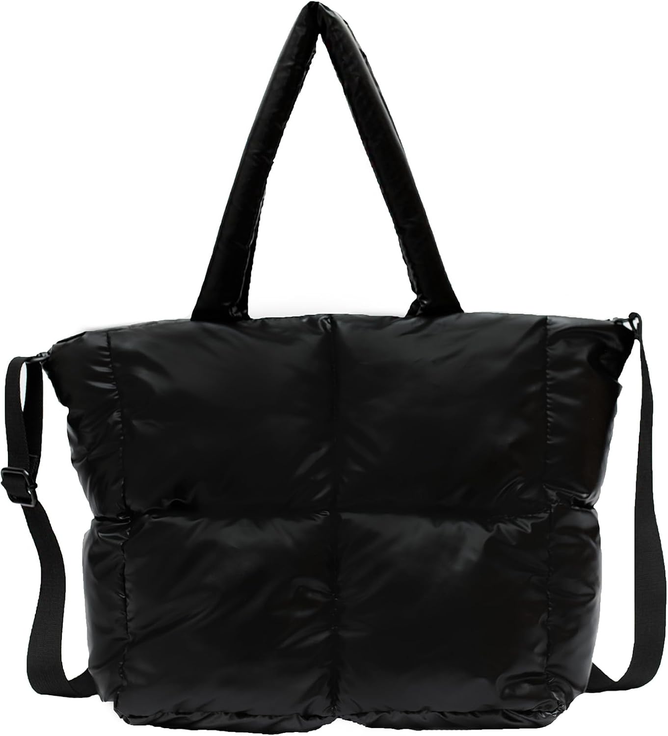 Amazon.com: Bagle Quilted Puffy Tote - Black Puffy Bag for Women ...