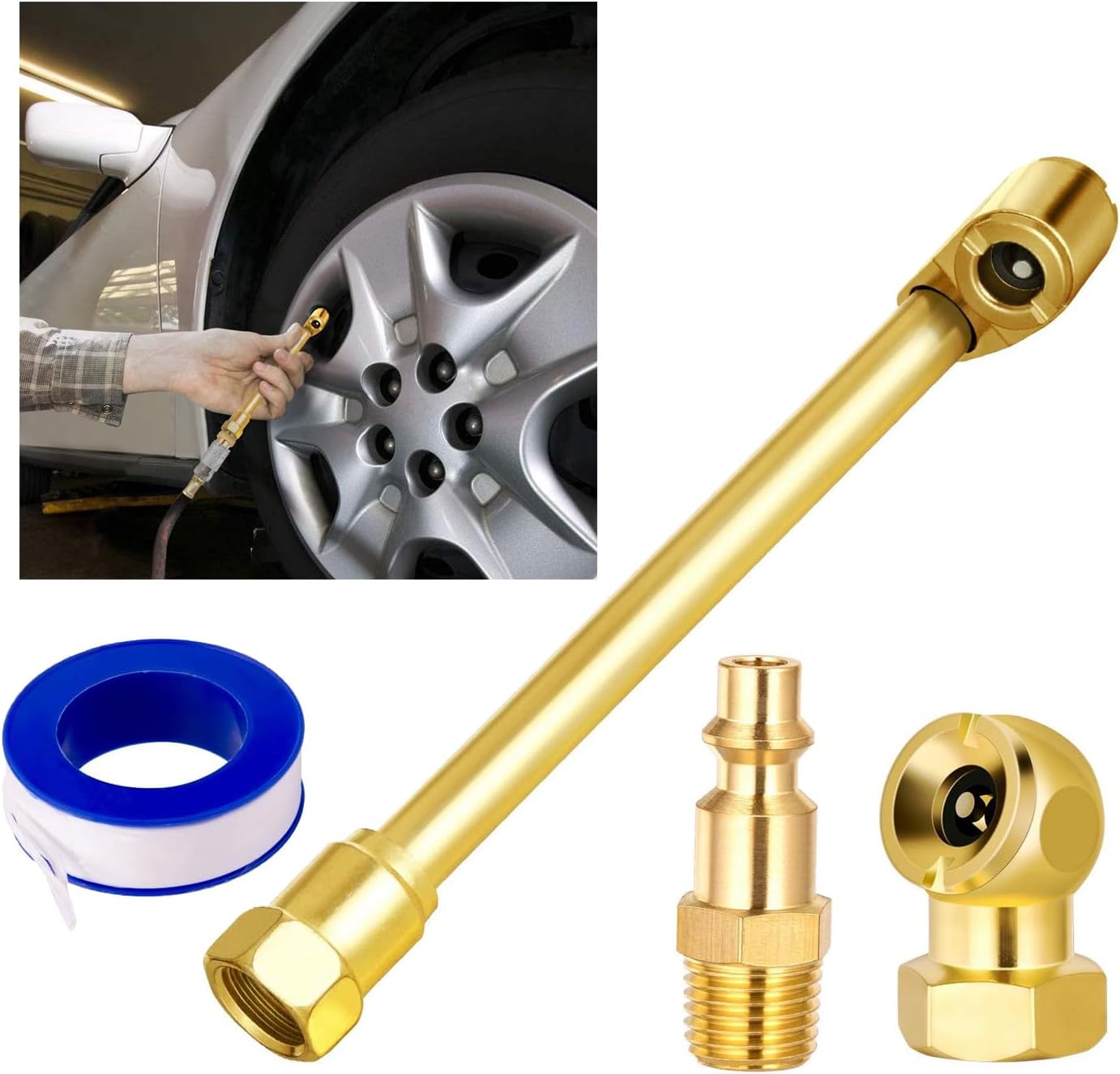 Amazon.com: GKmow 4 PCS Car Double-Ended Air Chuck Inflator Nozzle, 1/4 ...