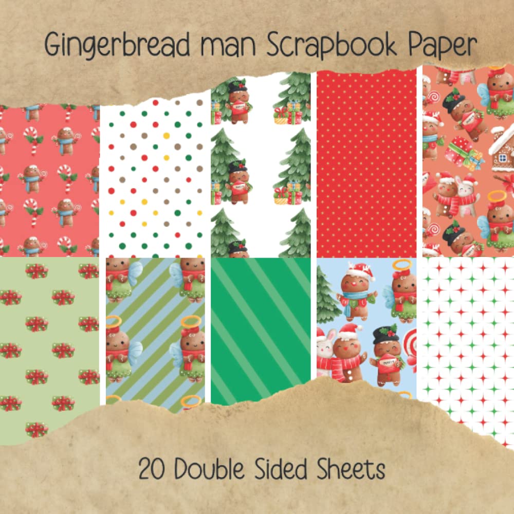 Gingerbread man Scrapbook Paper: 20 double sided sheets | 8.5x8.5 ...