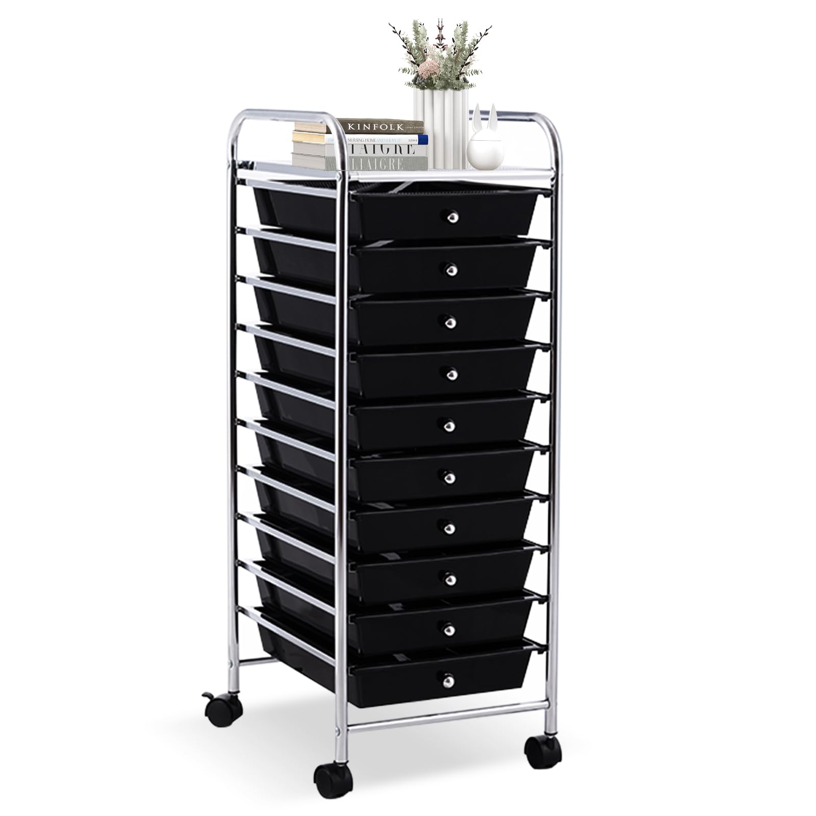 Amazon.com: LDAILY 10 Drawer Rolling Storage Cart, Craft Organizer on ...