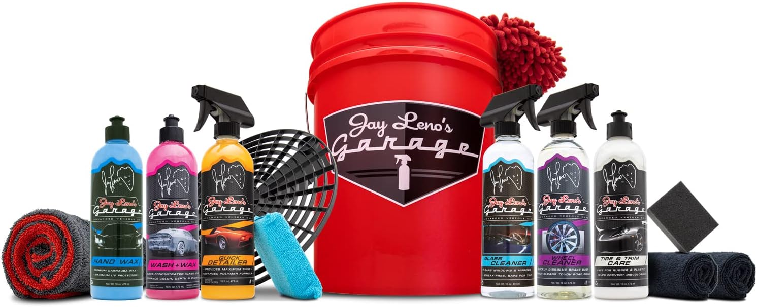 Amazon.com: Jay Leno's Garage Car Detailing Kit with Bucket – Essential ...
