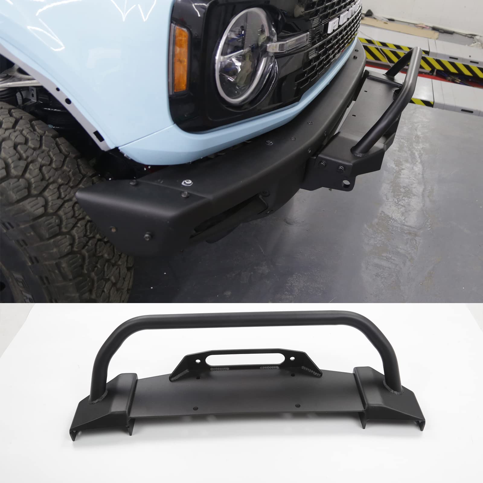Buy MUMAREN Bull Bar Front Bumper Guard for 2021 2022 Bronco Black Bull ...