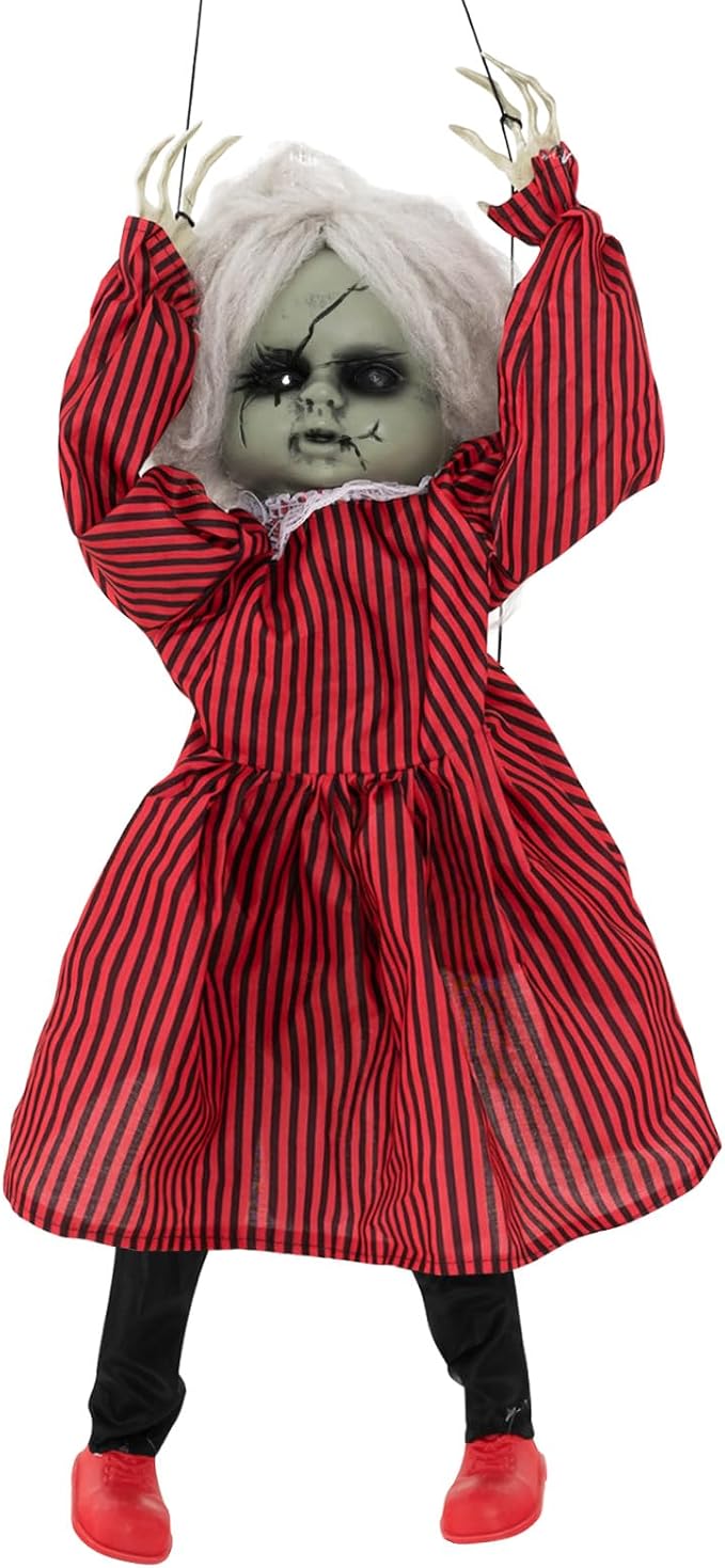 Amazon.com: Tangkula 2.8FT Halloween Animatronic Roaming Creepy Doll ...