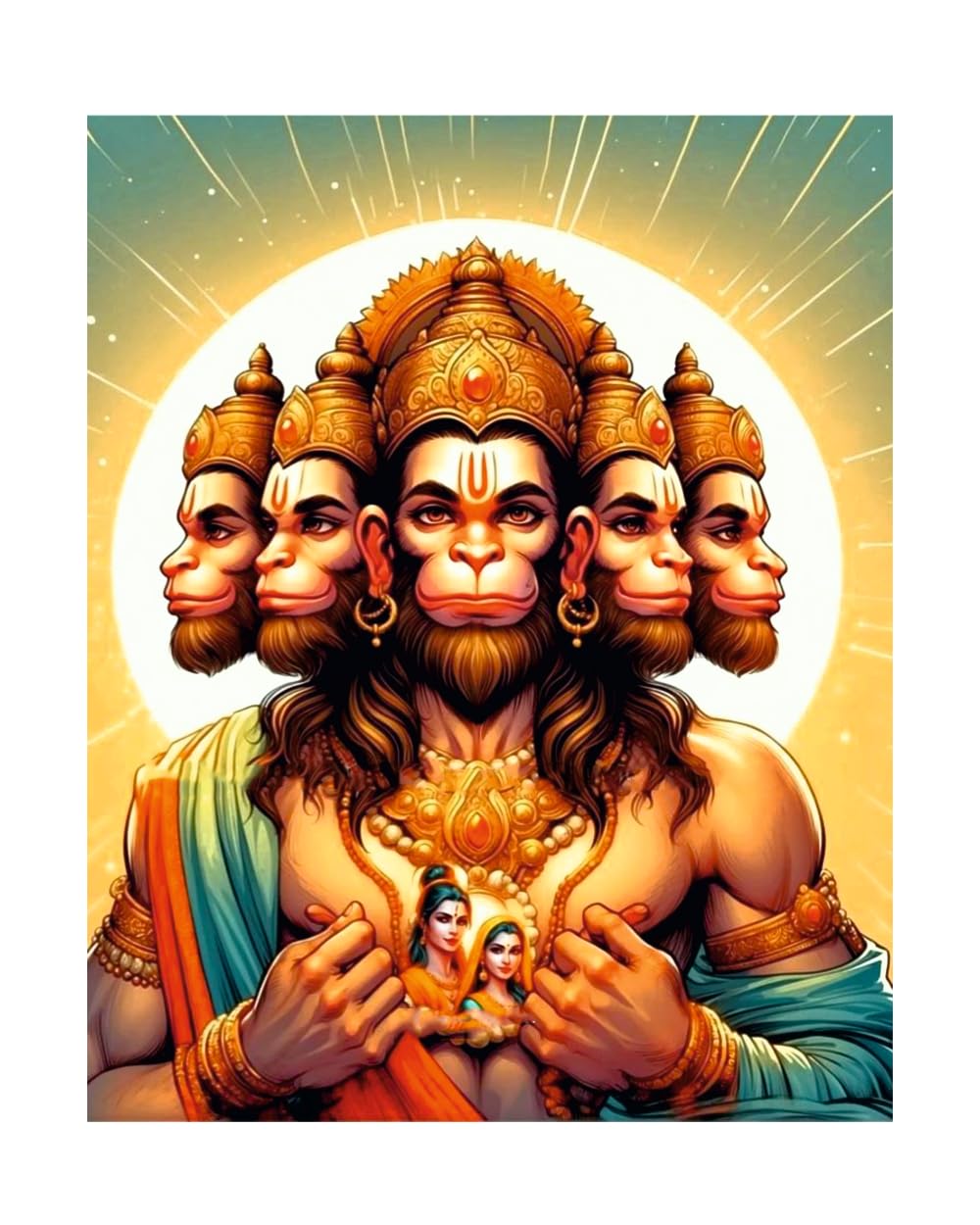 Akki World Lord Panchmukhi Hanuman ji Wall Poster For LIving Room, Kids ...