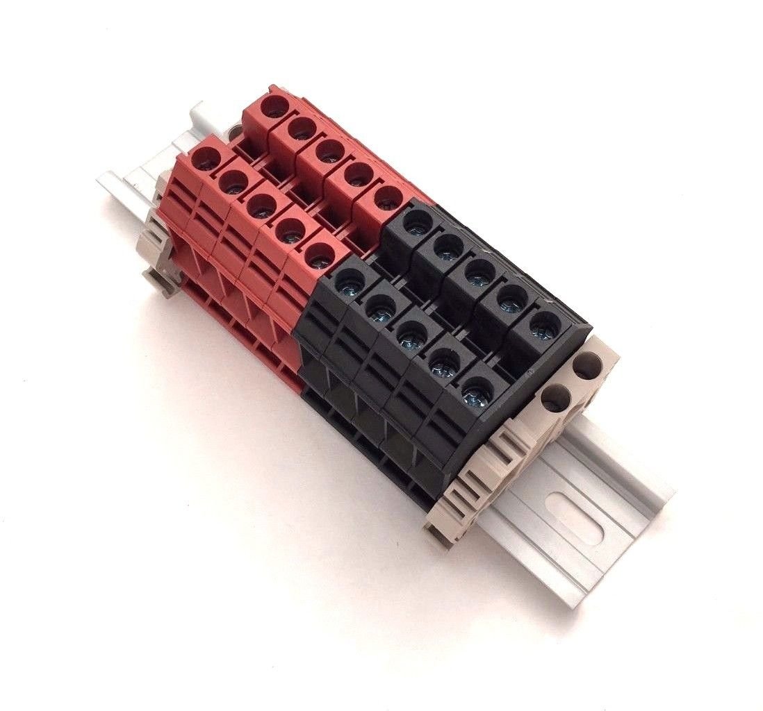 Dinkle Assembly DK6N Red/Black 10 Gang Box Connector DIN Rail Terminal ...