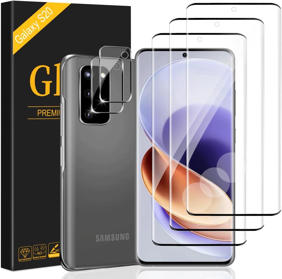 Amazon.com: Galaxy S20 Screen Protector,3 Pack Tempered Glass Screen Protector and 2 Pack Camera ...