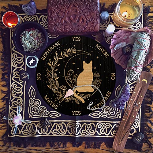 AHANDMAKER Cat Moon Garland Pendulum Board, 7.8″ Dowsing Divination ...