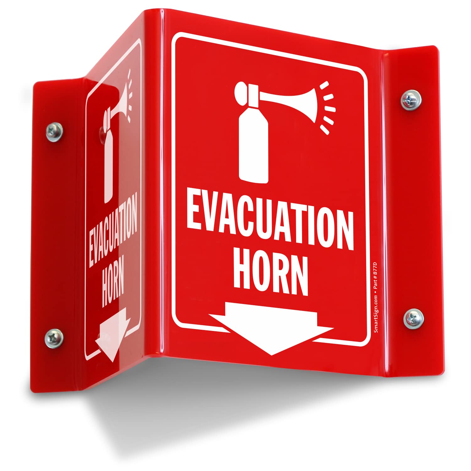 Amazon.com: SmartSign "Evacuation Horn" Two-Sided V-Shaped Projecting ...