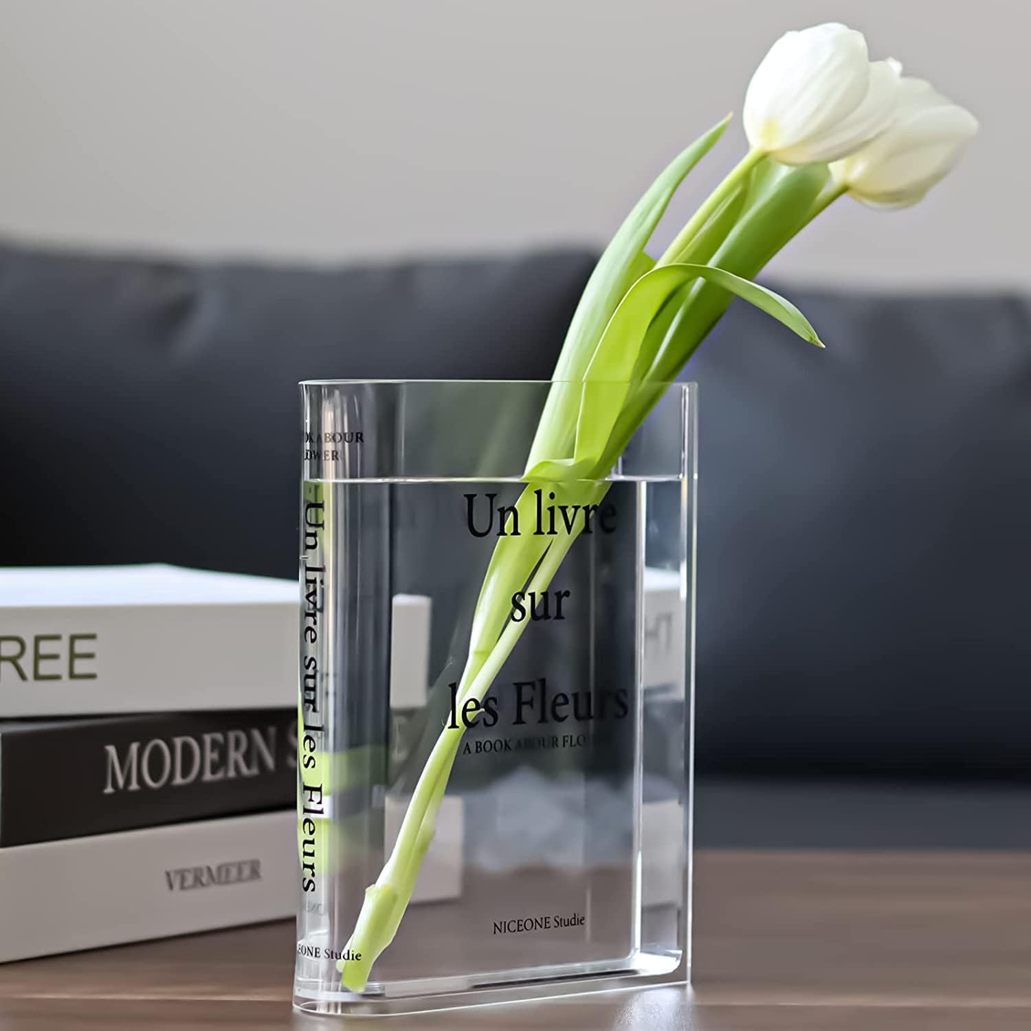 Book Vase for Flowers, Clear Book Vase Bookshelf Decor, Creative Modern ...