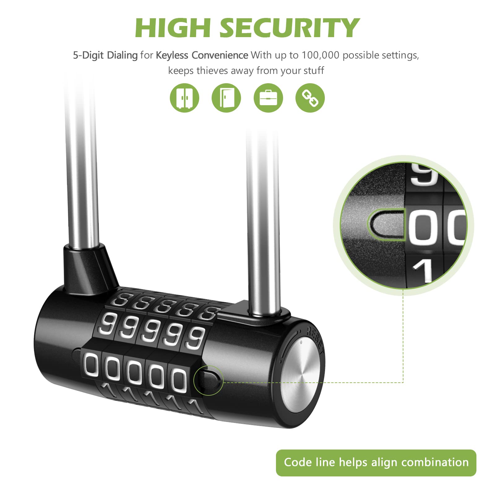 Snapklik.com : KeeKit 5 Digit Combination Padlock, 4.65 Inch Long ...