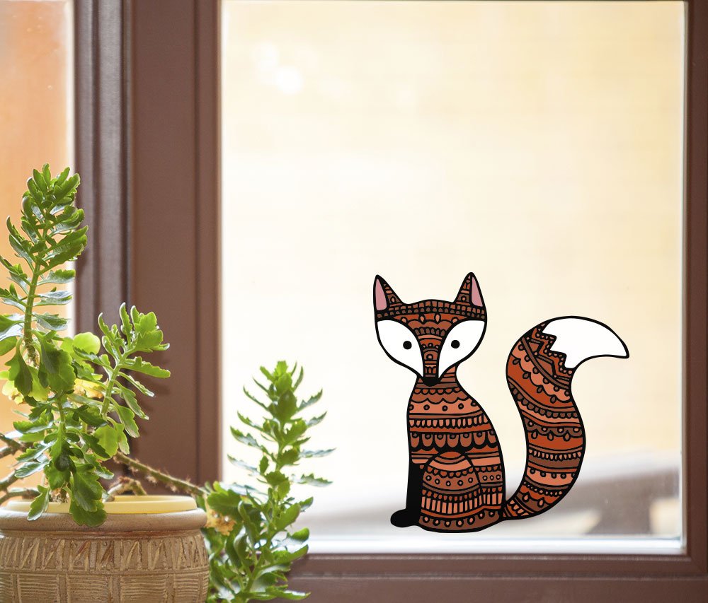 Amazon.com: Patterned Fox - See-Through Vinyl Window Decal | Yadda ...