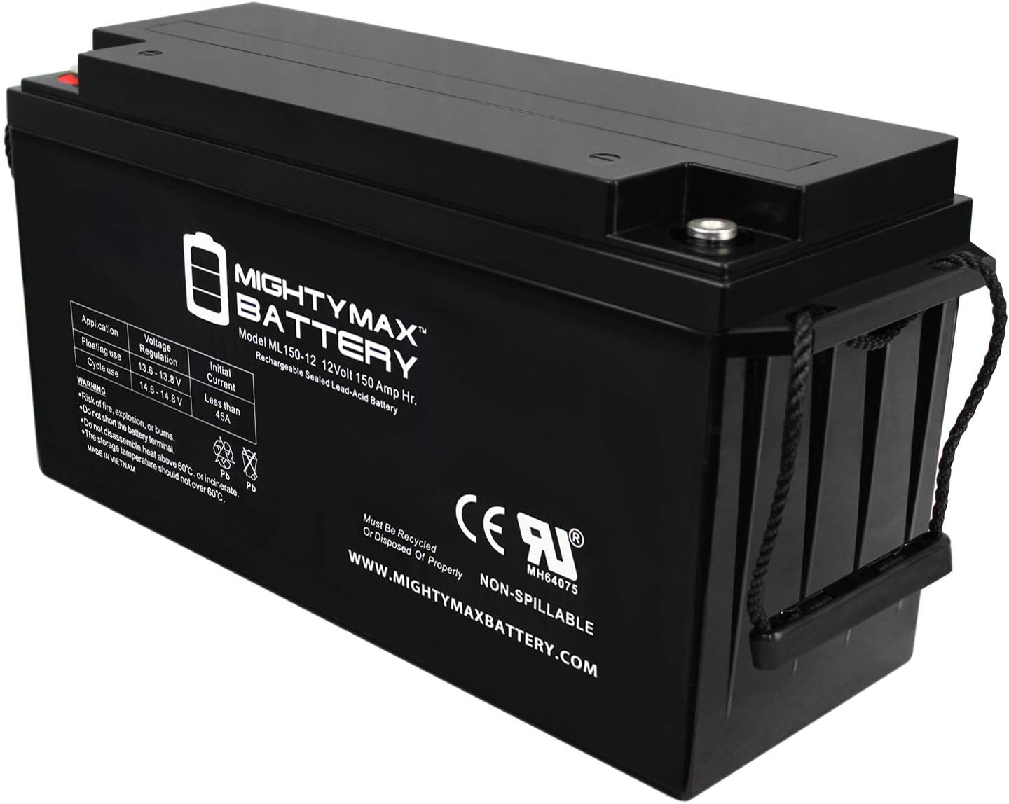 Amazon.com: Mighty Max Battery ML150-12 - 12 Volt 150 AH, Internal (INT ...