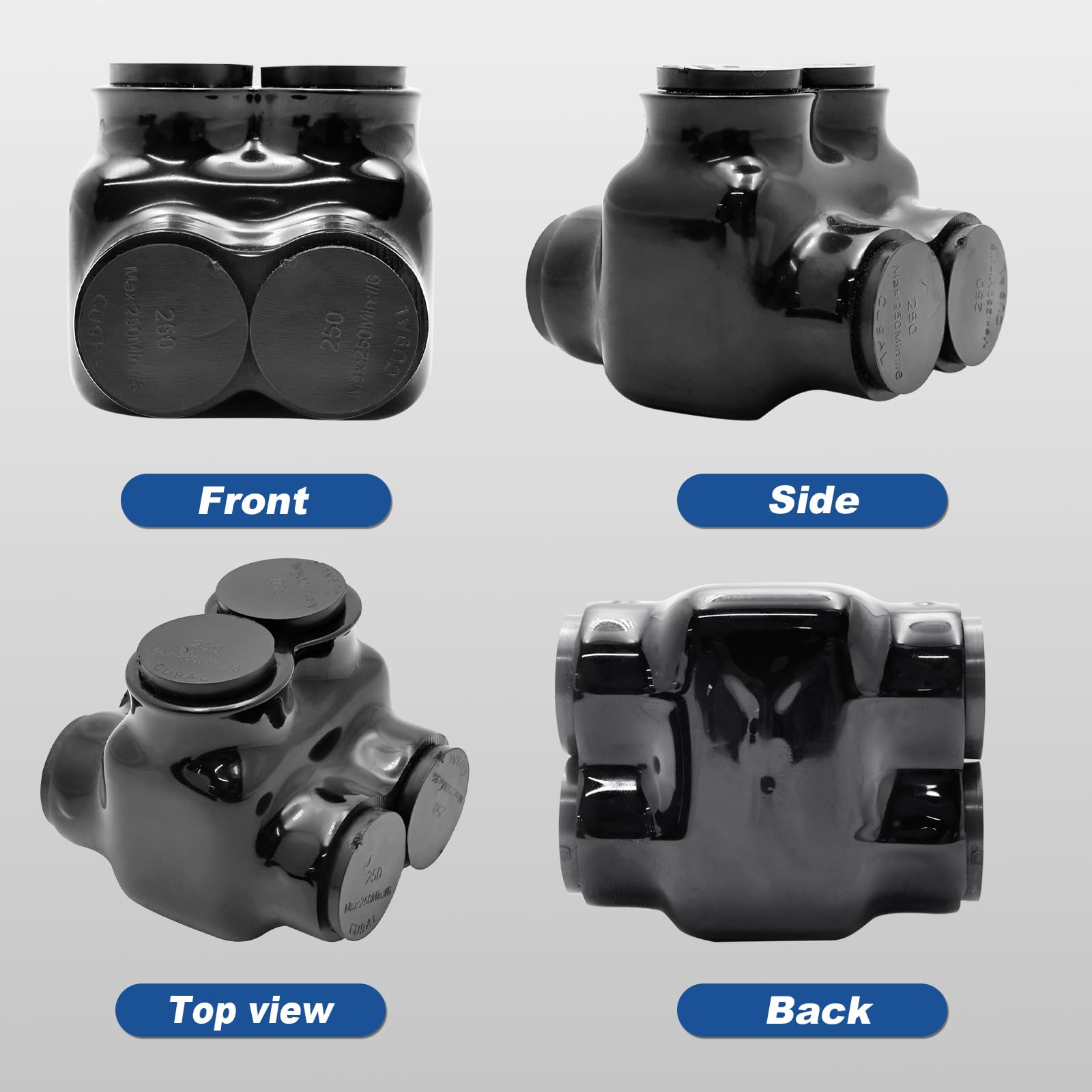Snapklik.com : Black Insulated Multi-Tap Wire Connectors - 2 Port Dual ...