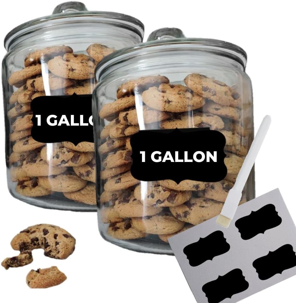 Amazon.com: LIVMORE Glass Storage Jars, Cookie Jar for Kitchen Counter ...