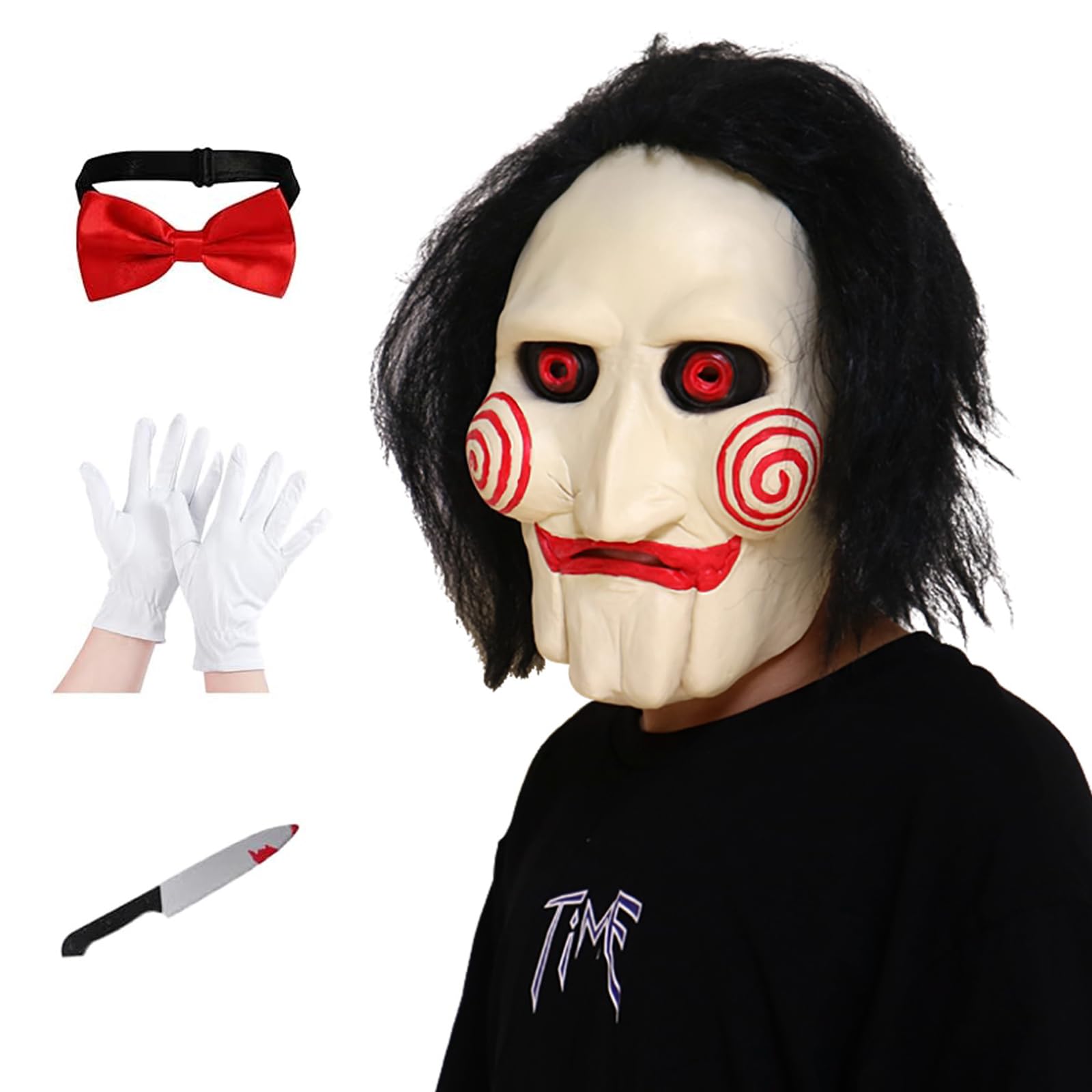 Amazon.com: Xinxiaomeng Saw Mask Scary Clown Mask Horror Movie Killer ...