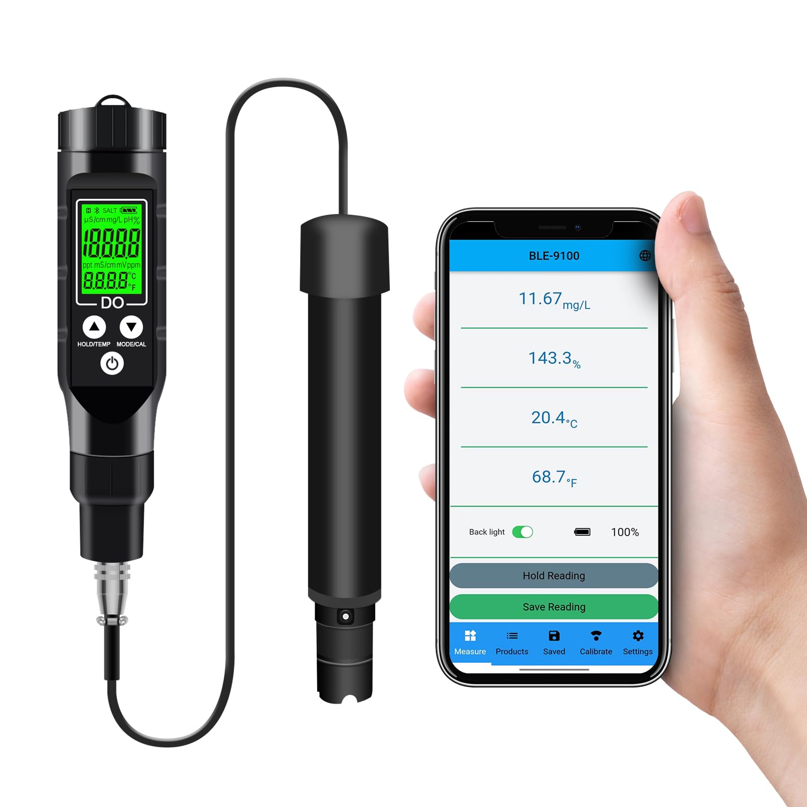 GOYERRNES Dissolved Oxygen Meter with Bluetooth, Dissolved Oxygen Test ...