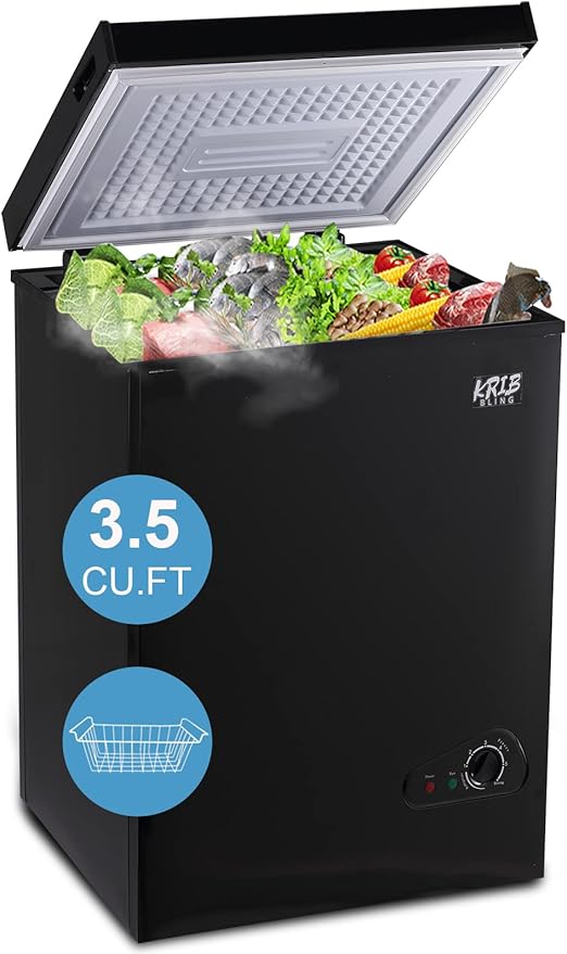 Amazon.com: KRIB BLING Chest Freezer 3.5 Cu.Ft Mini 7 Gears Temperature ...