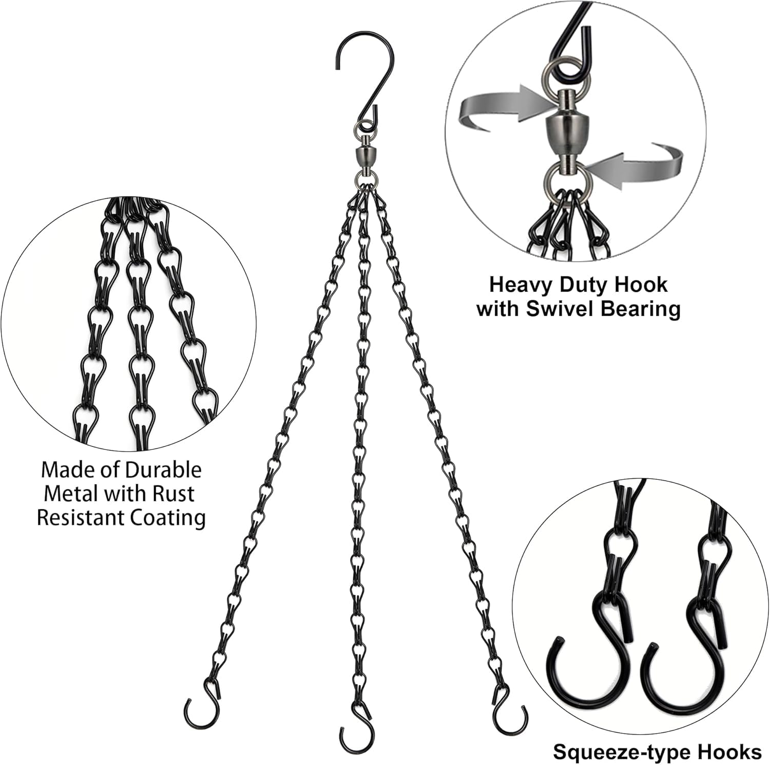 Snapklik.com : Heybe Swivel Hanging Basket Chains 23 Inches 3 Leads ...