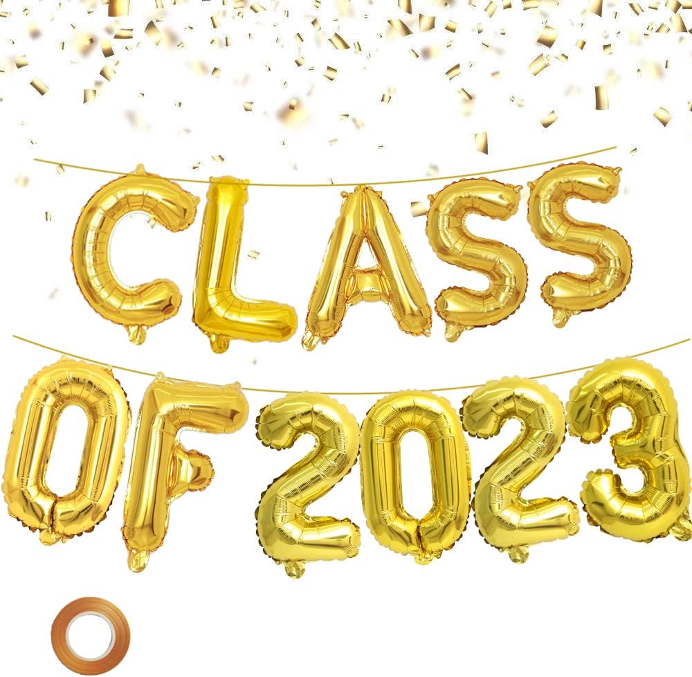 Amazon.com: Graduation Party Balloons - Gold Class of 2023 Foil ...