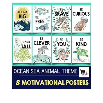 KARTMEN Ocean Sea Animal Theme Motivational Posters Classroom or Child ...