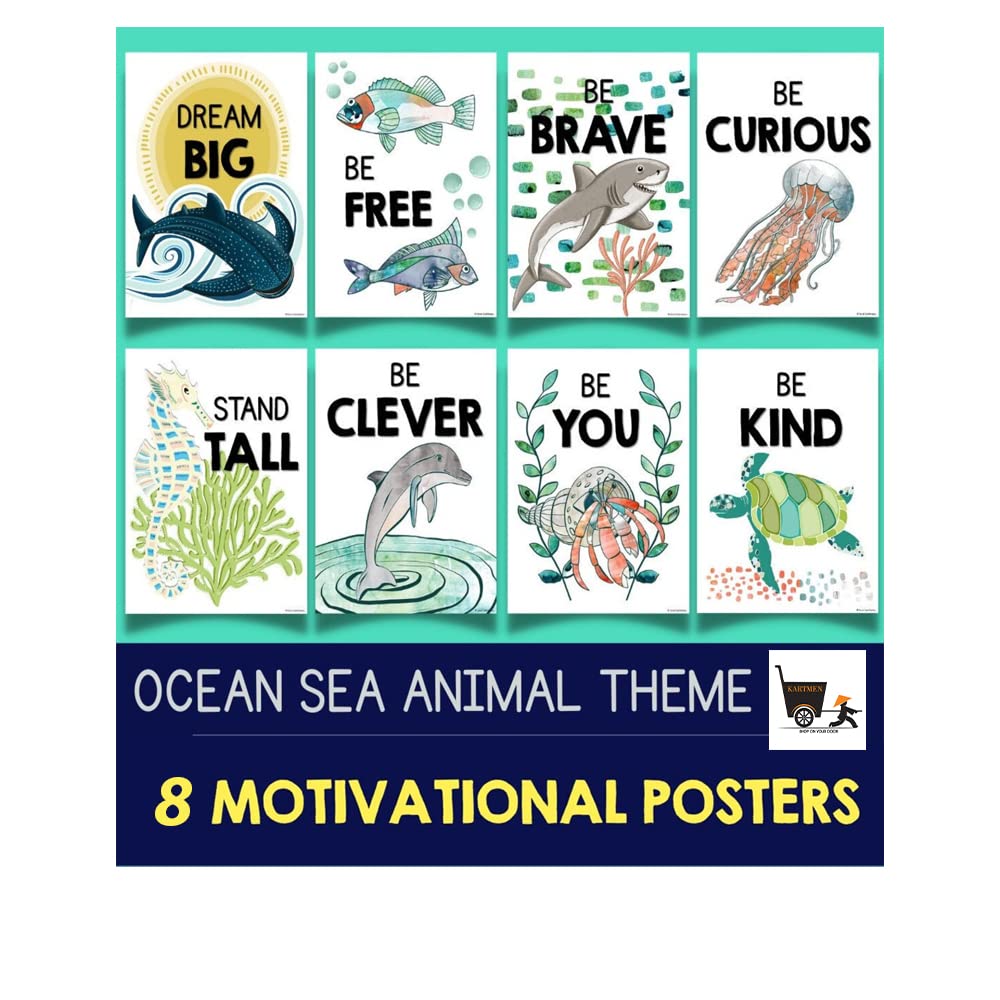 KARTMEN Ocean Sea Animal Theme Motivational Posters Classroom or Child ...