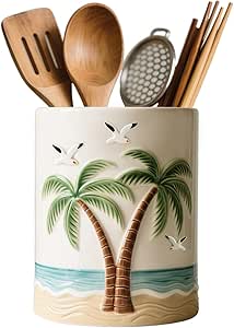 Amazon.com: WAIT FLY Embossed Palm Trees and Seagulls Porcelain Kitchen ...