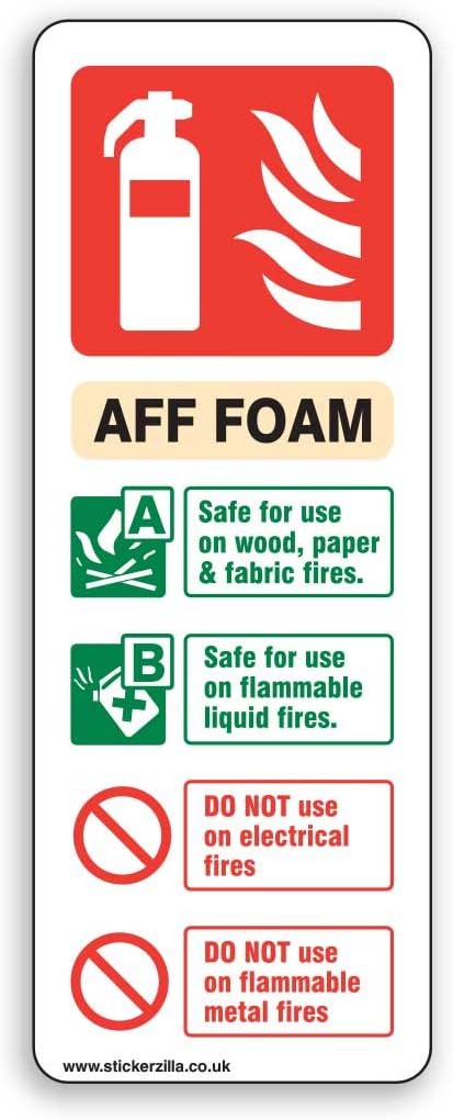 AFF Foam, Fire Extinguisher ID Sign - [75mm x 200mm] Adhesive Sticker ...