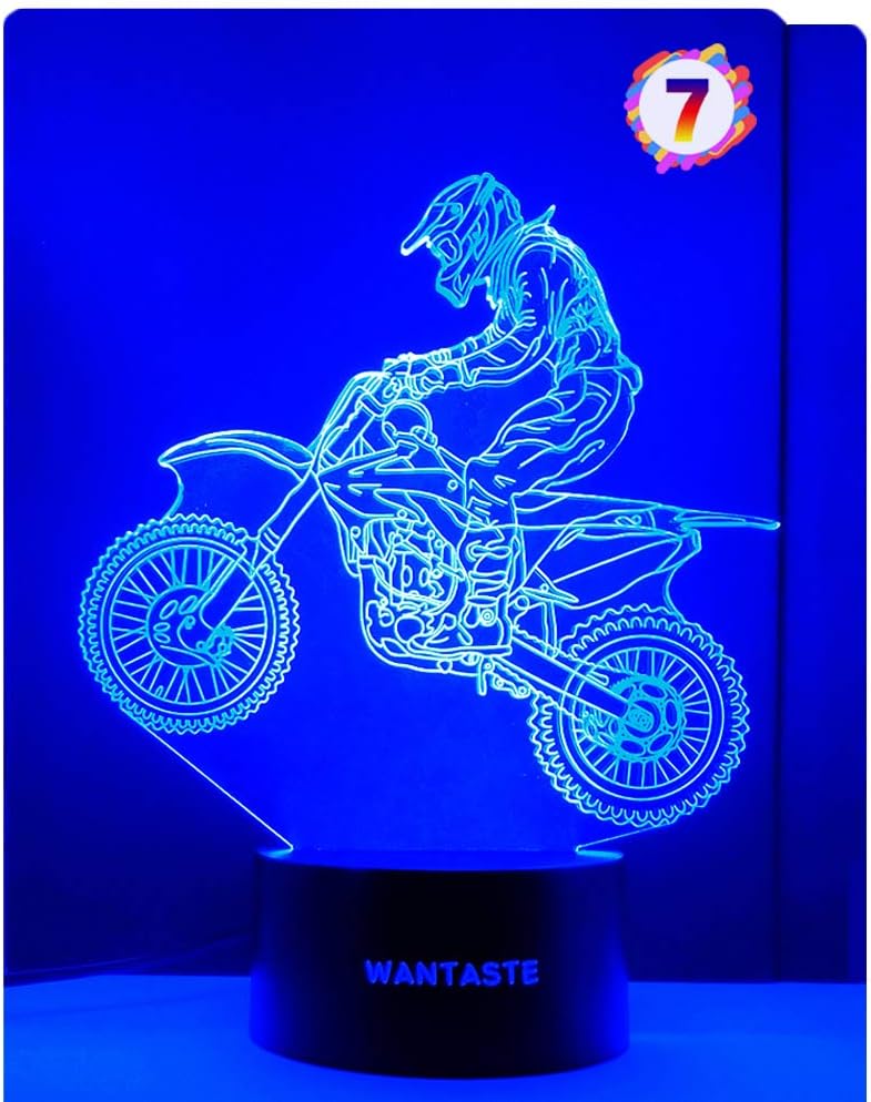 WANTASTE Motocross 3D Lamp Gifts for Boys Girls Room, Dirt Bike Decor ...
