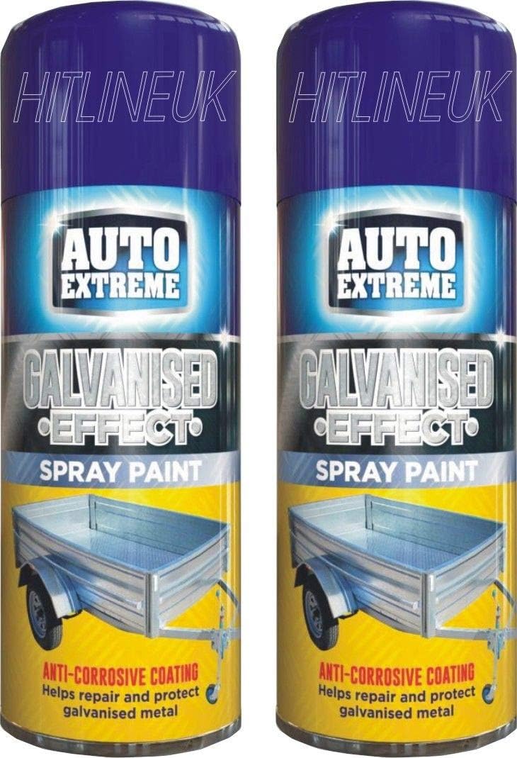 Spray Paint, 2 x 400ML Galvanised Effect Auto Spray Paint Can High ...