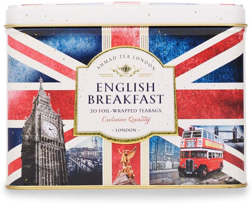 Amazon.com : Ahmad Tea London Bus Tin, English Breakfast, 20 Count Tin ...