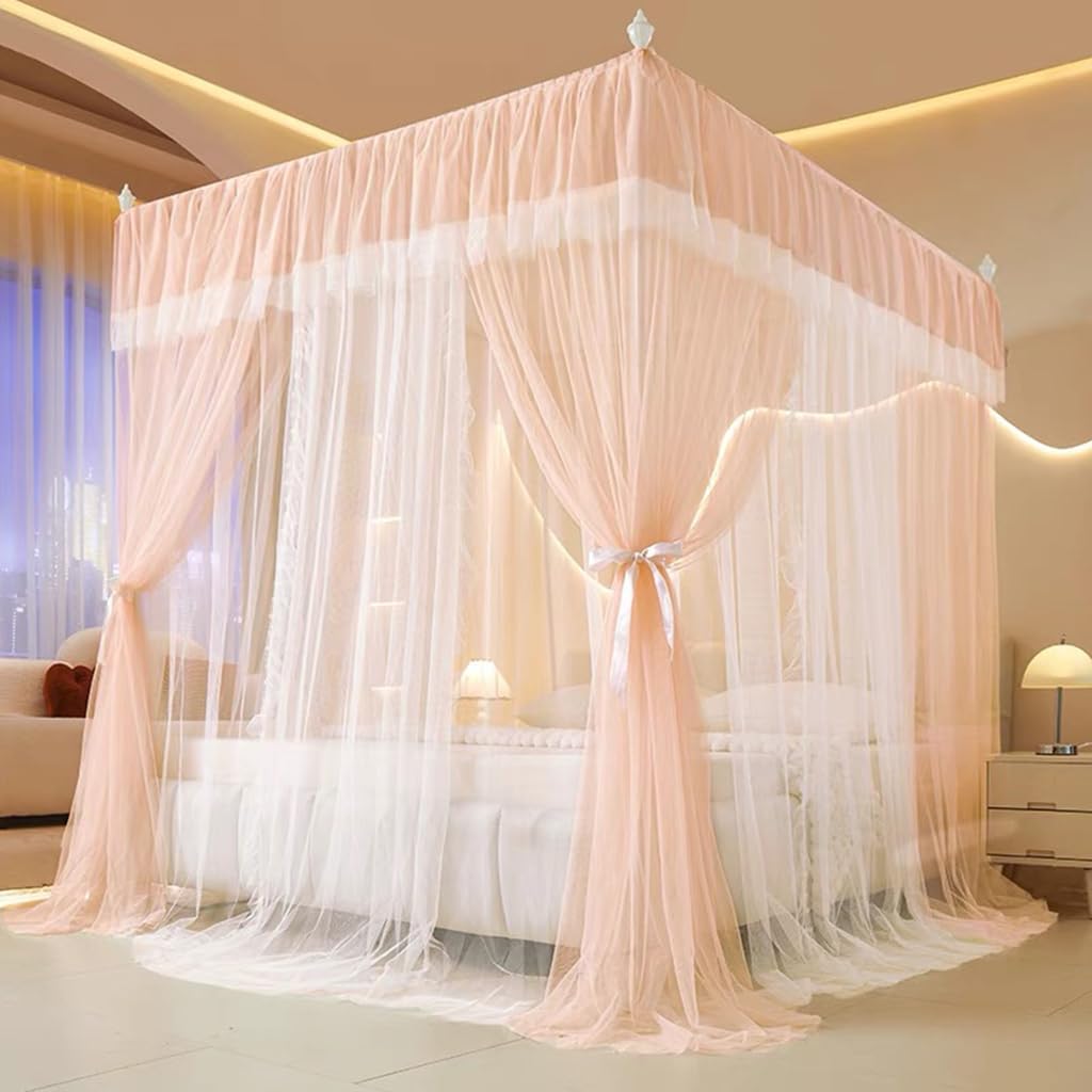 Amazon.com: SCMTYWCQ 4 Corners Post Princess Bed Canopy Curtain-Double ...