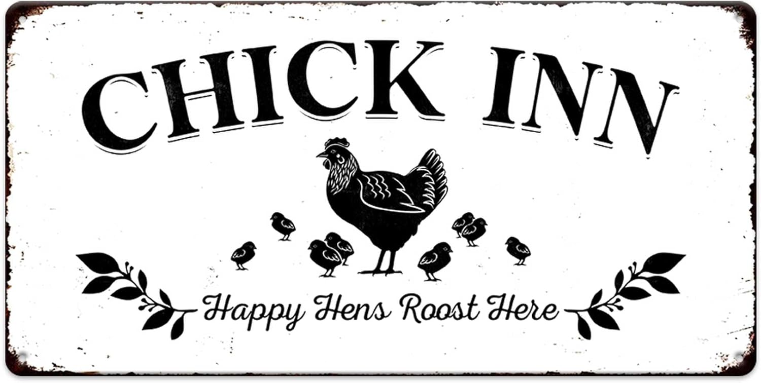 Amazon.com: Chick Inn Happy Hens Roost Here Metal Sign Funny ...